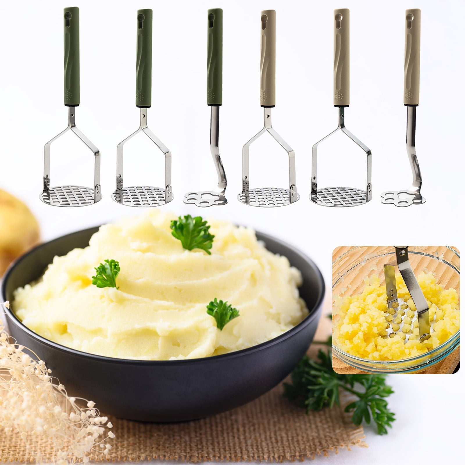 Stainless Steel Potato Masher | Kitchen & Food Tool | Easy Grip Handle ...