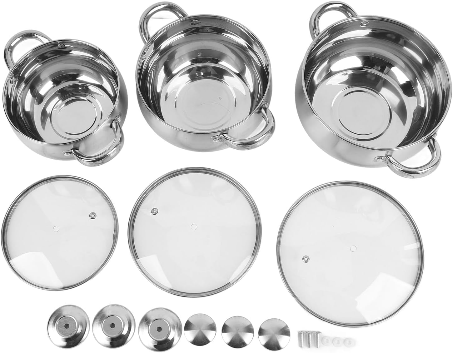 Stainless Steel Pots and Pans Set, 3 Piece Kitchen Cookware Sets ...