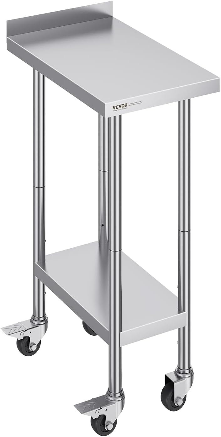 Stainless Steel Prep Table, 24 x 15 x 35 Inch, 440lbs Load Capacity ...