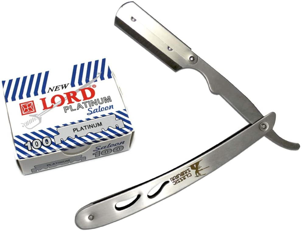 Stainless Steel Professional Barber Straight Edge Razor with 100 Count ...