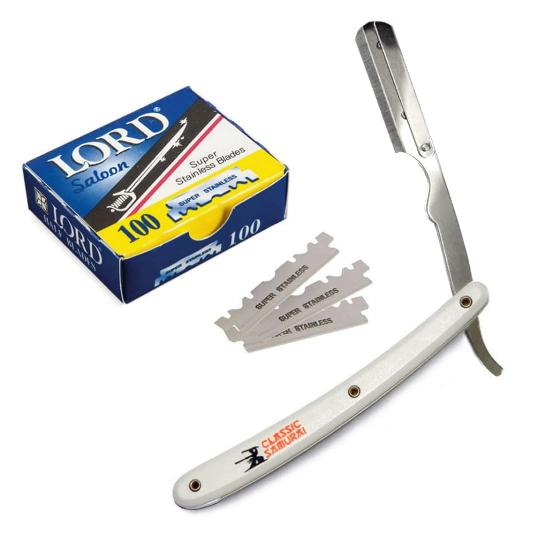 Stainless Steel Professional Barber Straight Edge Razor with 100 Lord ...