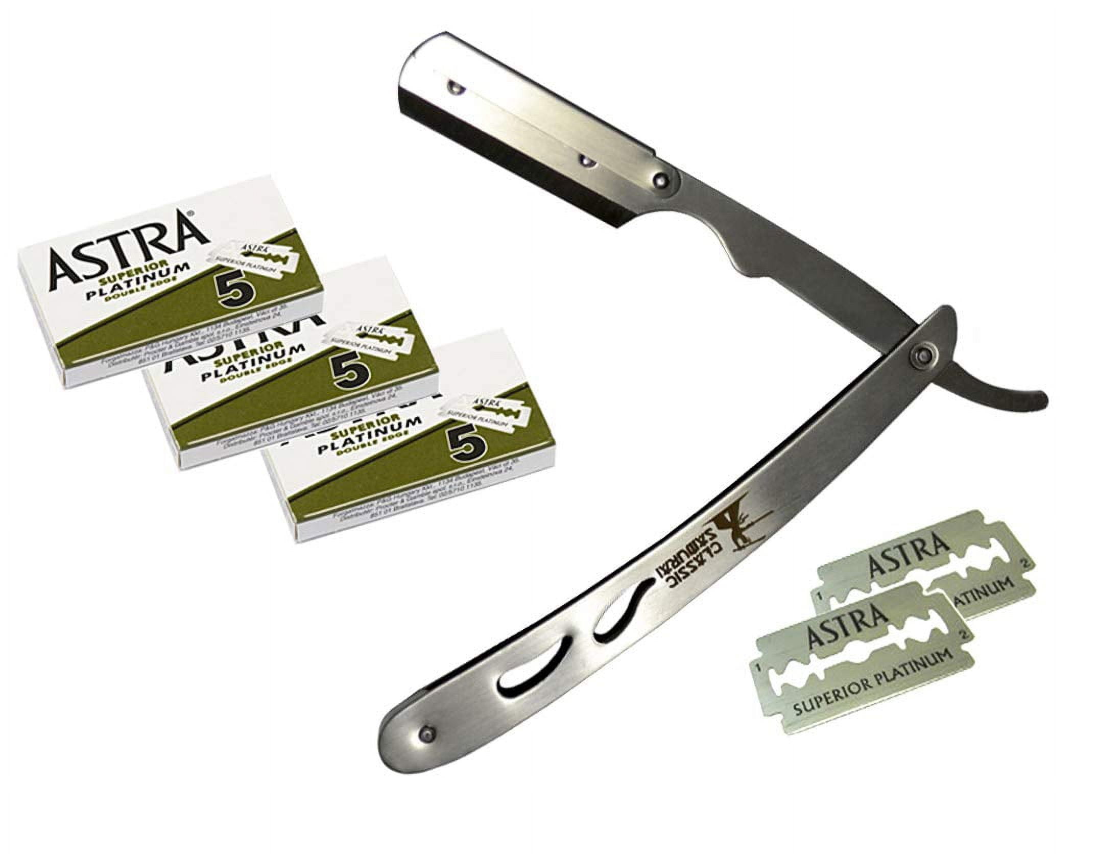 Stainless Steel Professional Barber Straight Edge Razor with 15 Double ...