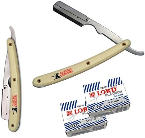 Stainless Steel Professional Barber Straight Edge Razor with 200 Count ...