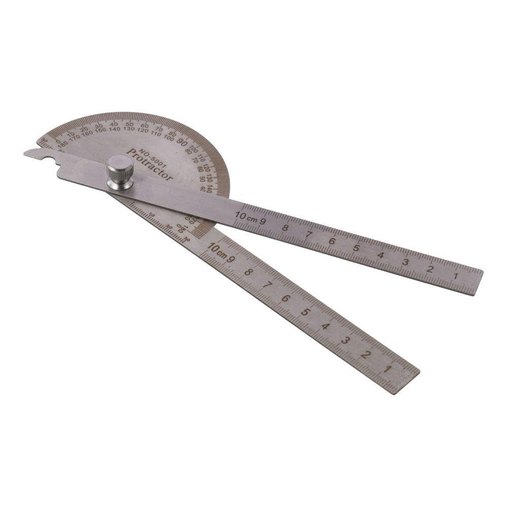 Stainless Steel Protractor 0-180 Degrees Two Arm Ruler Angle Finder ...