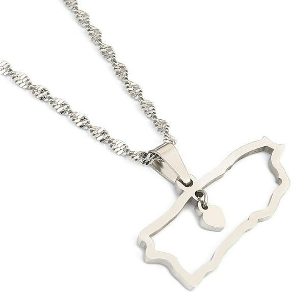 Stainless Steel Puerto Rico Map Pendant Necklaces Puerto Ricans Map ...