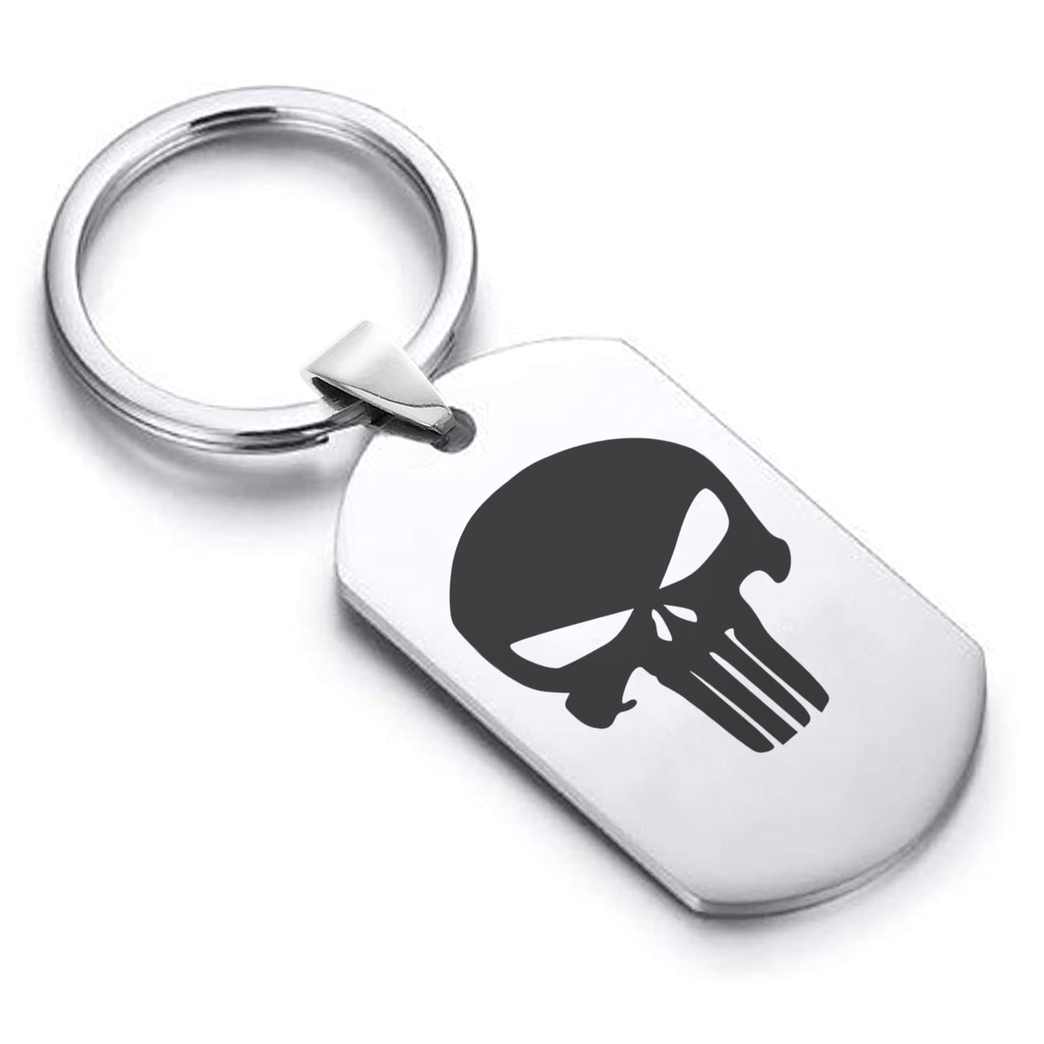 Stainless Steel Punisher Dog Tag Keychain Circle Ring - Walmart.com