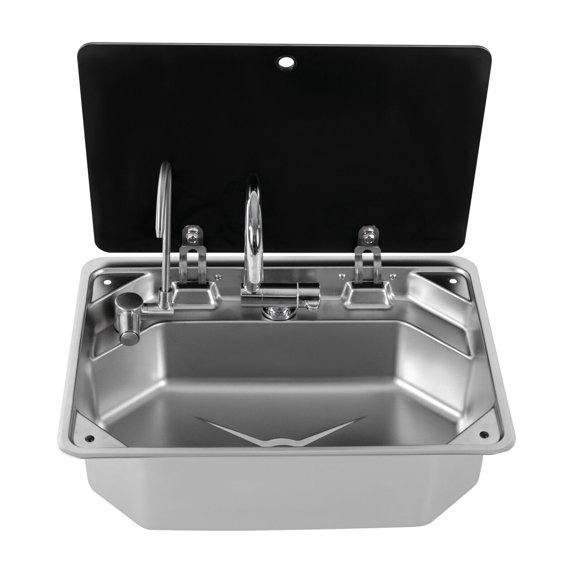 Stainless Steel RV Sink Kitchen Sink with Hot&Cold Faucet and Tempered ...