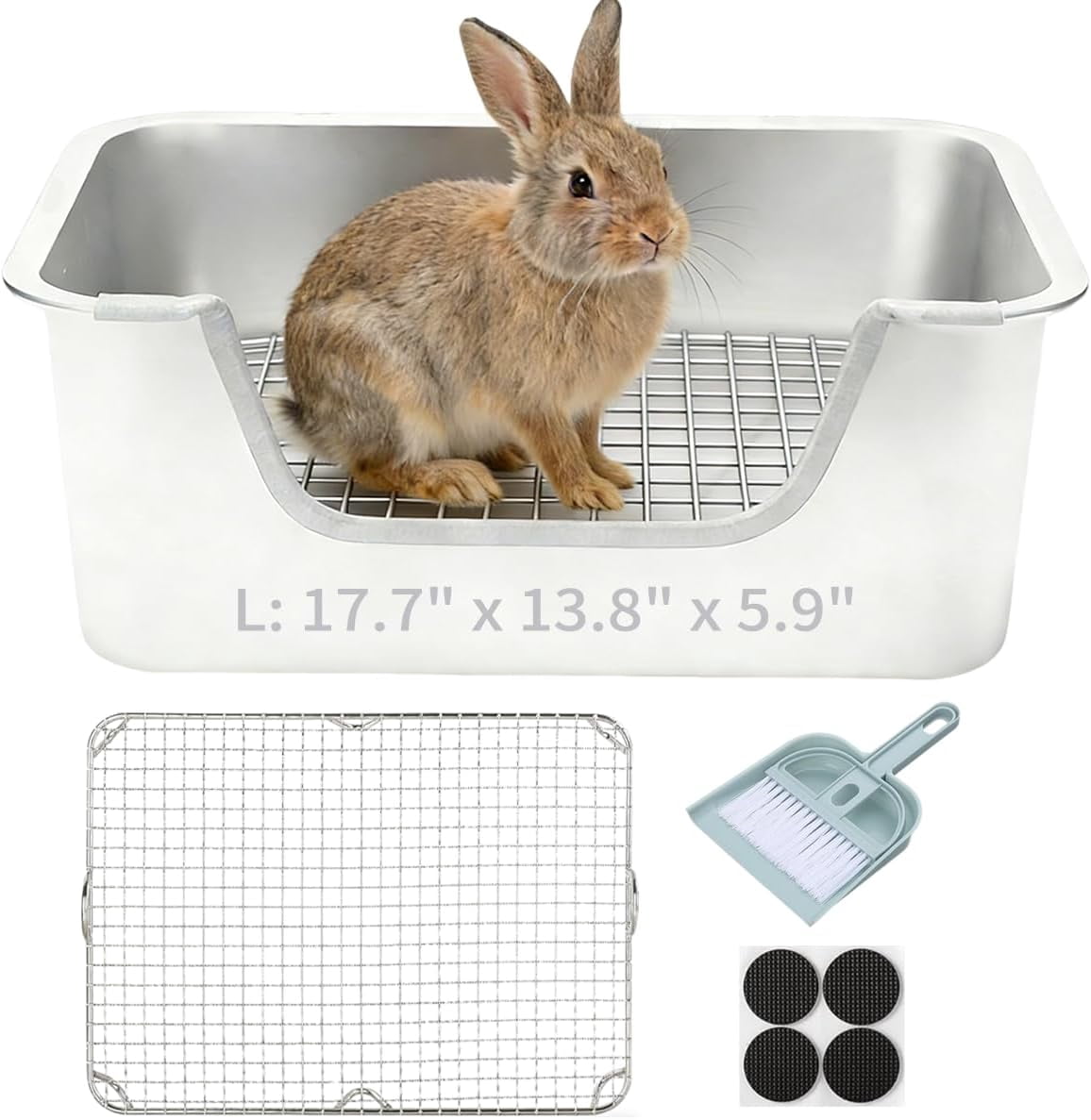 Stainless Steel Rabbit Litter Box – Large Bunny Litter Box with Grate ...