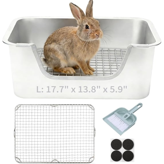 Stainless Steel Rabbit Litter Box – Large Bunny Litter Box with Grate ...