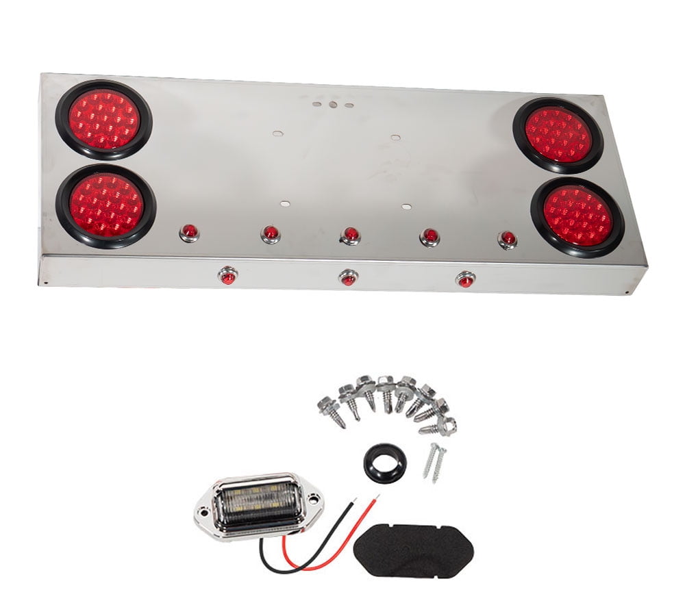 Stainless Steel Rear Center Light Panel with 4" Round Tail Light & 1 ...