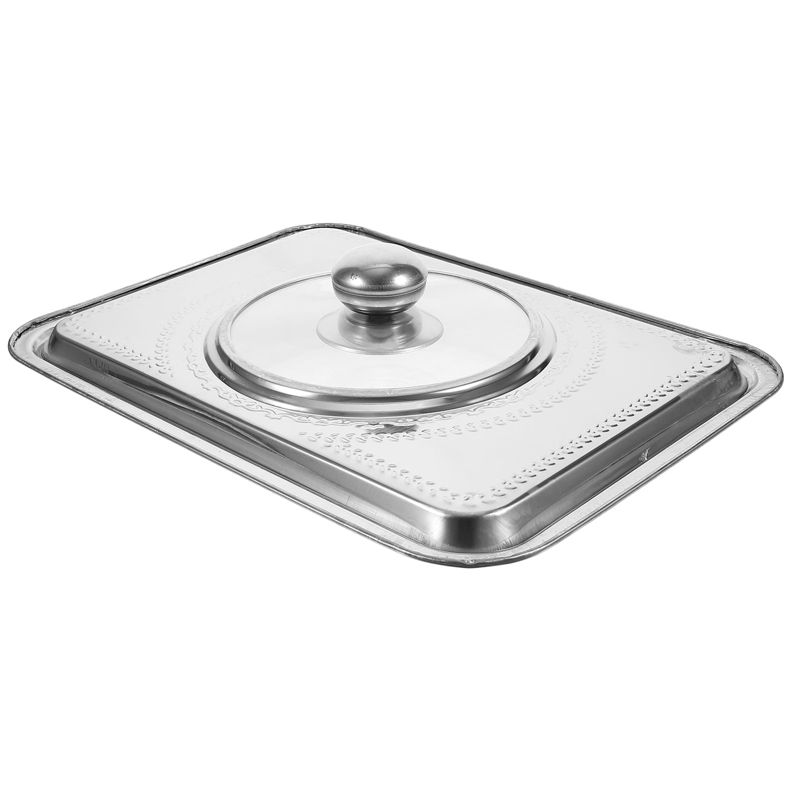 Stainless Steel Rectangular Tray Cover Grilled Fish Barbecue Steak Food ...