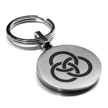 Stainless Steel Celtic Triquetra Trinity Knot Round Medallion Keychain ...