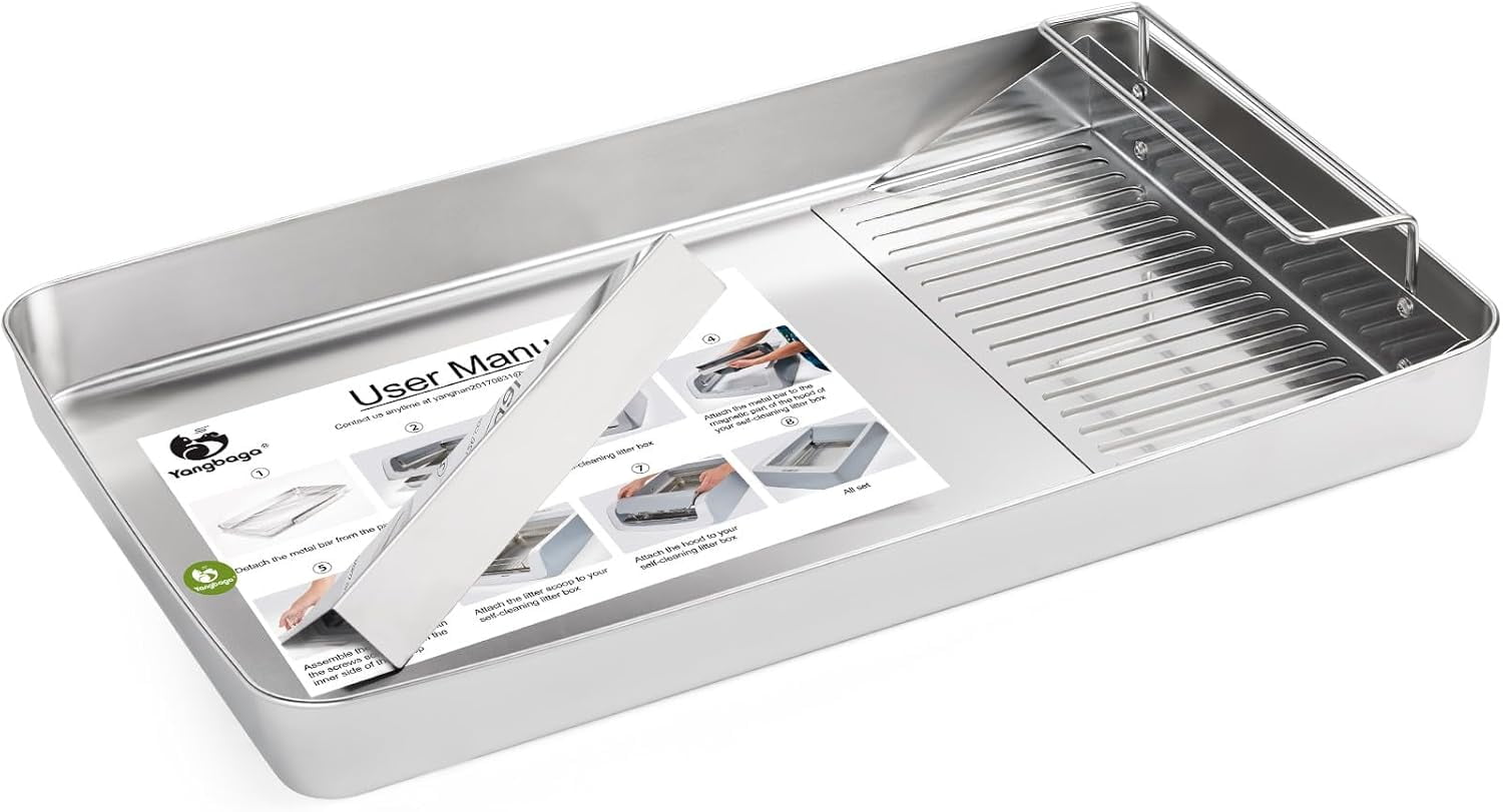 Stainless Steel Reusable Litter Tray with Cat Litter Scoop, Compatible ...
