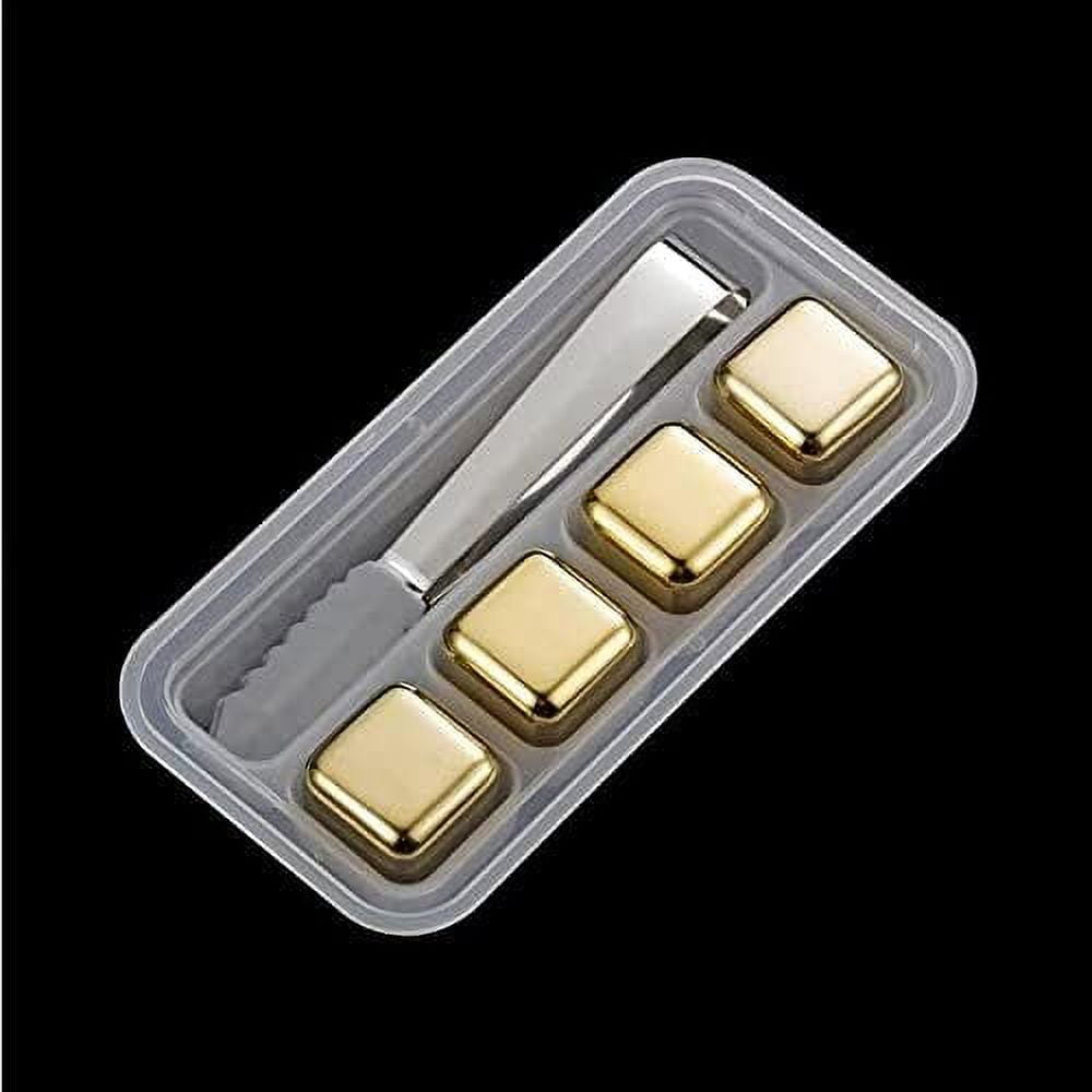 Stainless Steel Reusable Metal Ice Cubes, Gold Ice Cube Stone Wine Beer ...