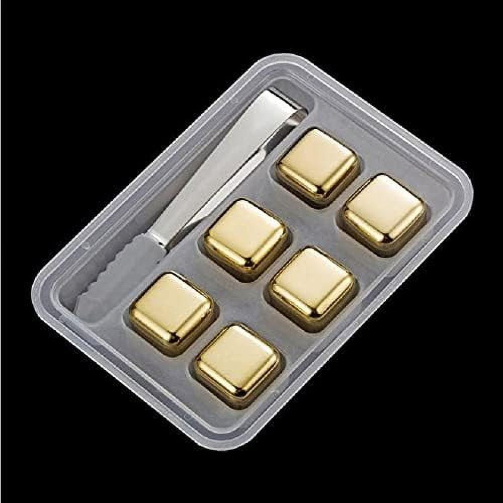 Stainless Steel Reusable Metal Ice Cubes, Gold Ice Cube Stone Wine Beer ...