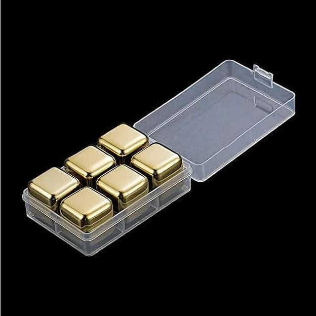 Stainless Steel Reusable Metal Ice Cubes, Gold Ice Cube Stone Wine Beer ...
