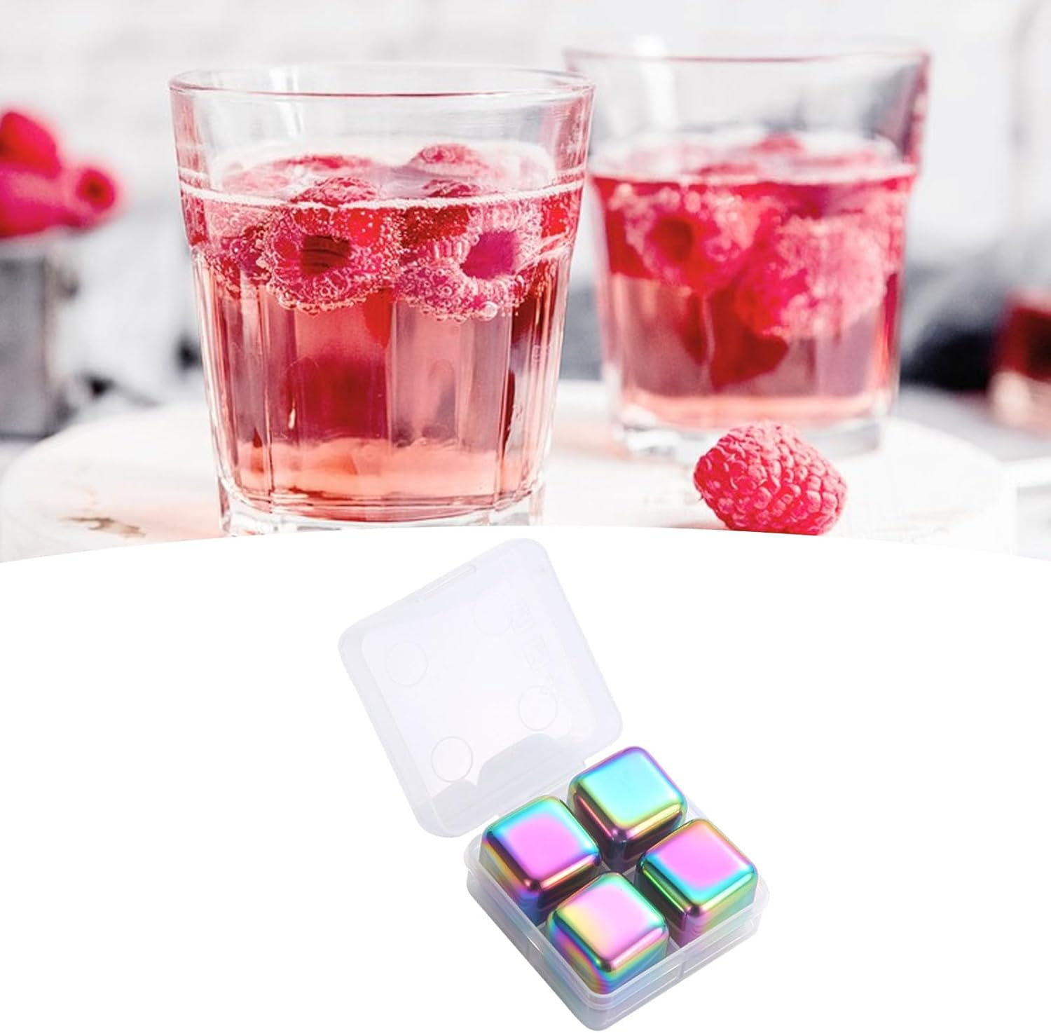 Stainless Steel Reusable Metal Ice Cubes, Whiskey Stones with Ice Tong ...