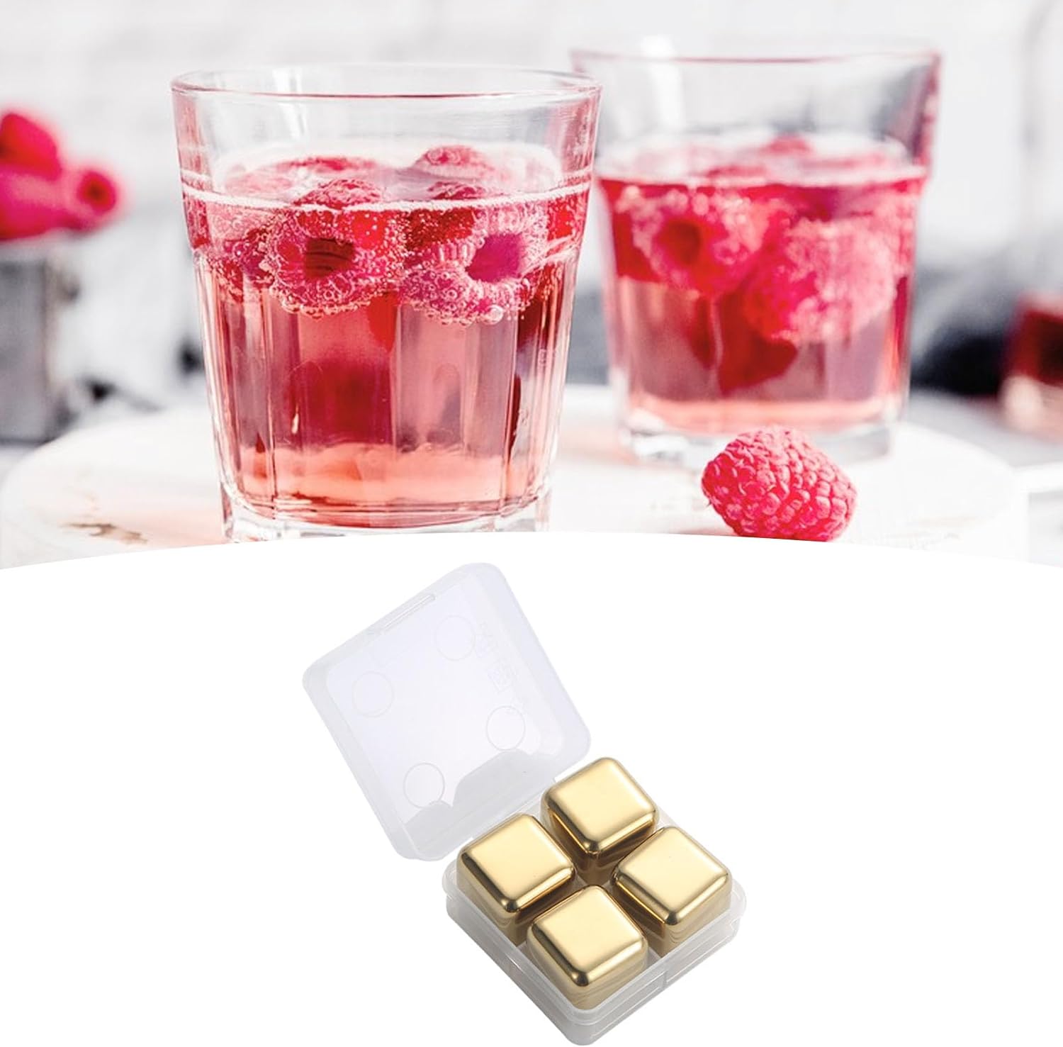 Stainless Steel Reusable Metal Ice Cubes, Whiskey Stones with Ice Tong ...
