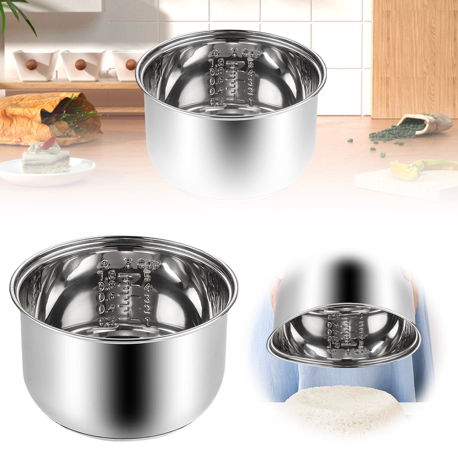 Stainless Steel Rice Cooker Inner Pot, Non-Stick Replacement Pot ...