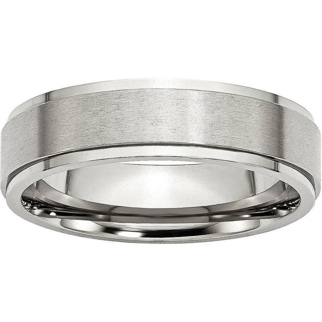 Stainless Steel Ridged Edge 6mm Brushed and Polished Band - Walmart.com