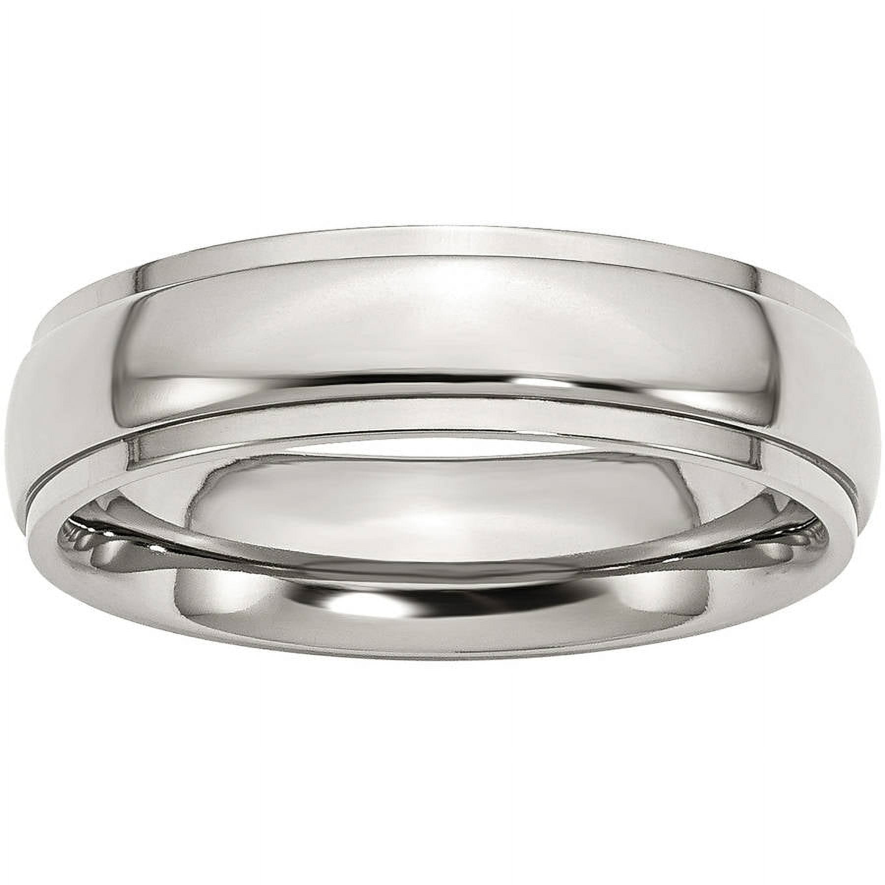 Stainless Steel Ridged Edge 6mm Polished Band - Walmart.com