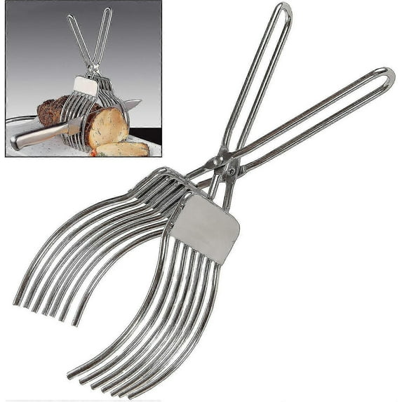 Stainless Steel Roast Beef Cutting Tongs - Meat and Bread Slicing Tong ...
