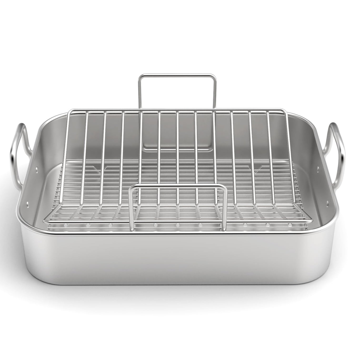 Stainless Steel Roasting Pan, 17*13 Inch Turkey Roaster with Rack ...