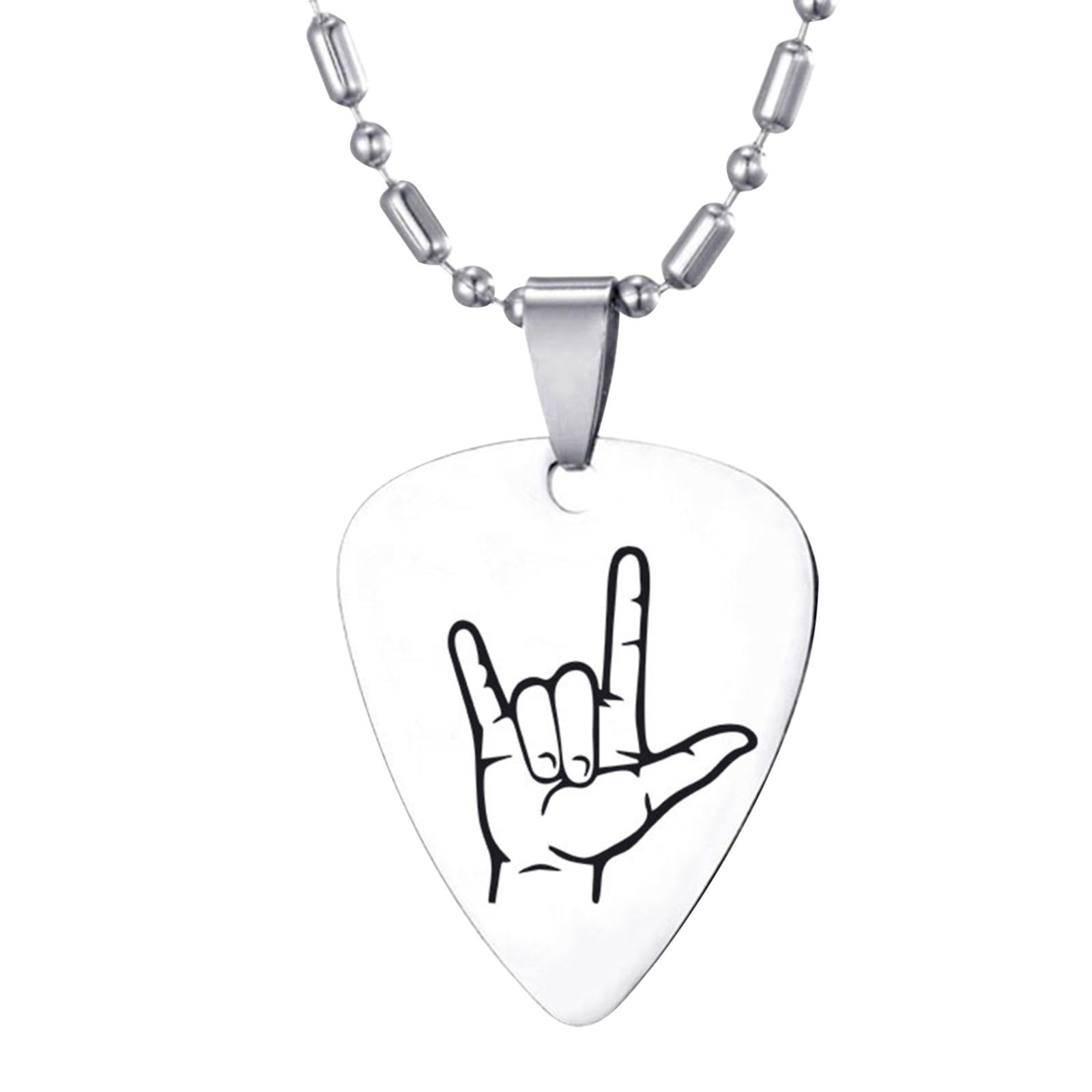 Stainless Steel Rock Gesture Necklace I Love You Hand Sign Language ...