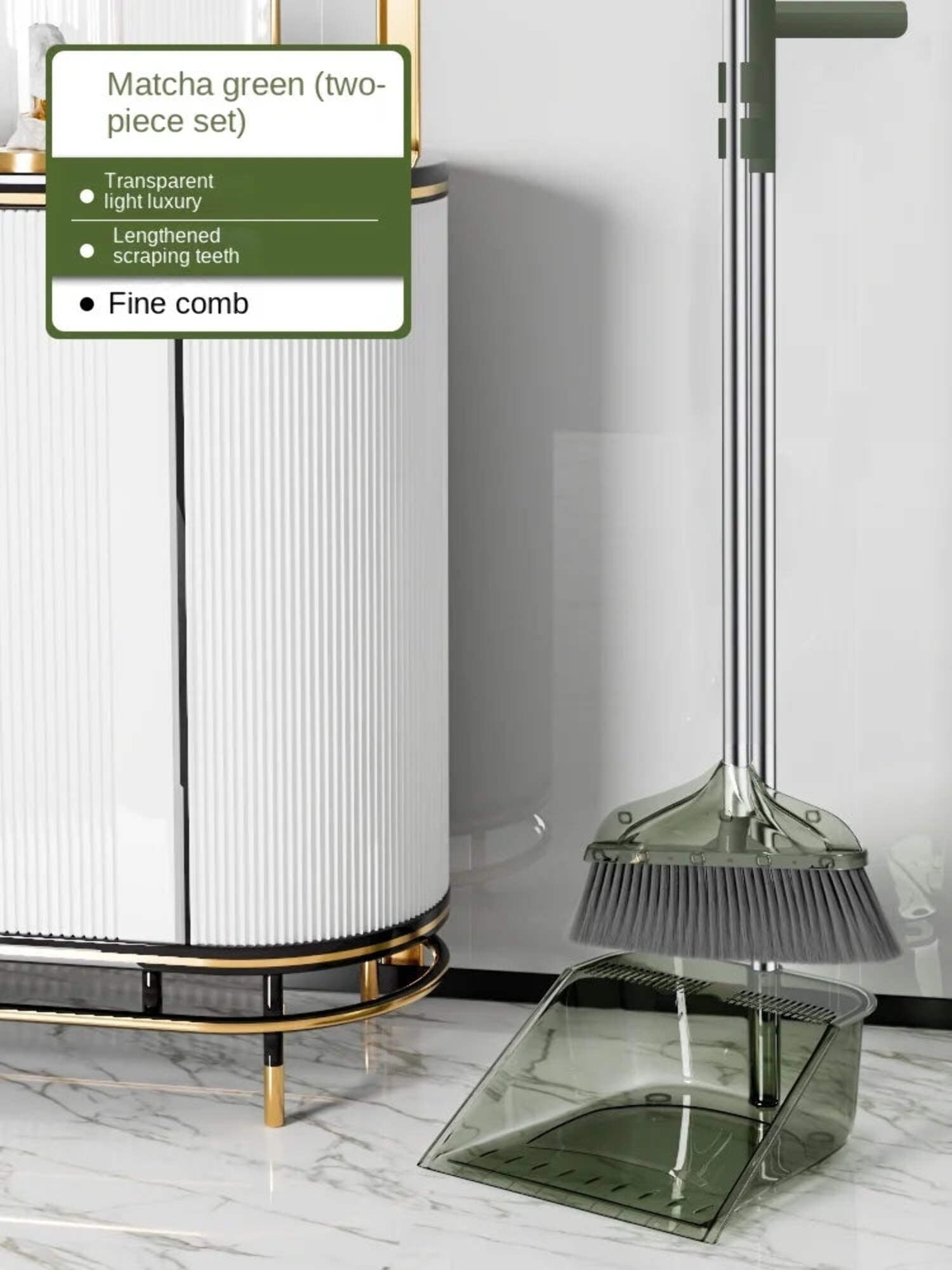 Stainless Steel Rod Broom Dustpan Set Household Upright Cleaning Tool ...