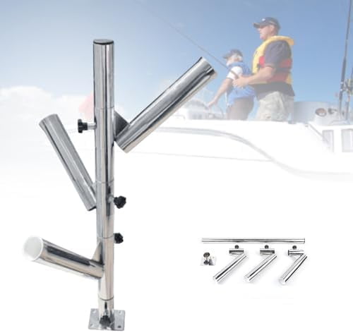 Stainless Steel Rod Holders for Fishing Boat 3 Tube Adjustable Vertical ...