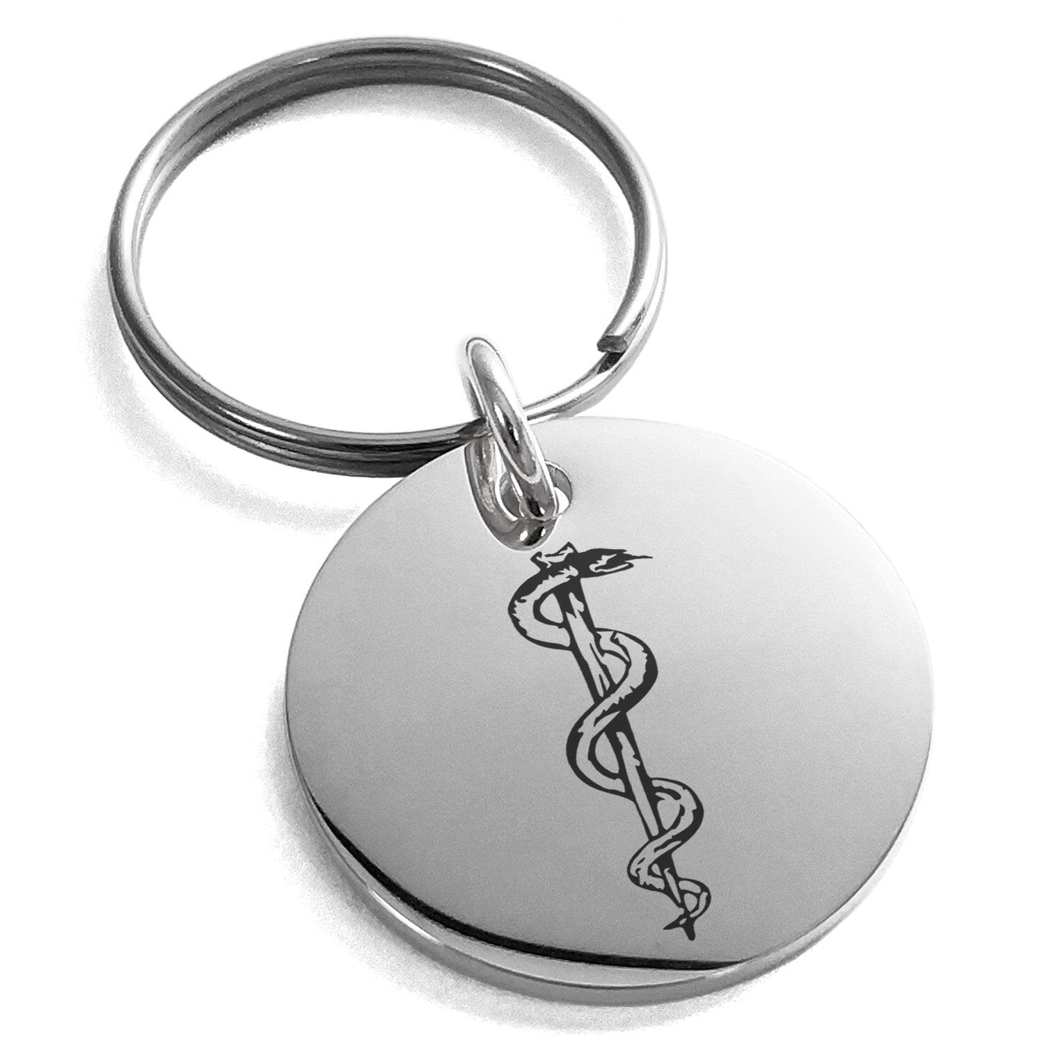 Tioneer Stainless Steel Rod of Asclekius Engraved Small Medallion ...