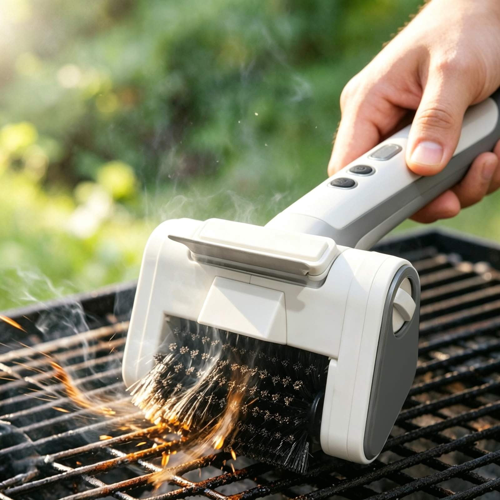 Stainless Steel Roller BBQ Brush with LED Light, Heavy Duty Wire Grill ...