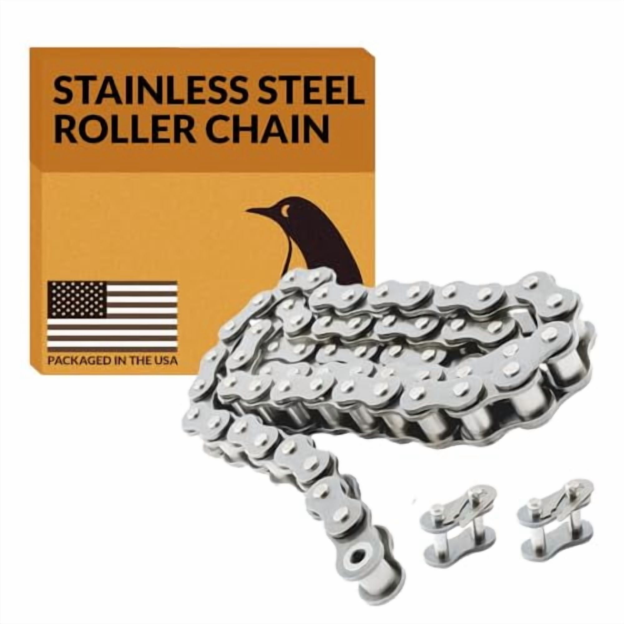Stainless Steel Roller Chain - 10 Feet + 2 Free Connecting Links ...