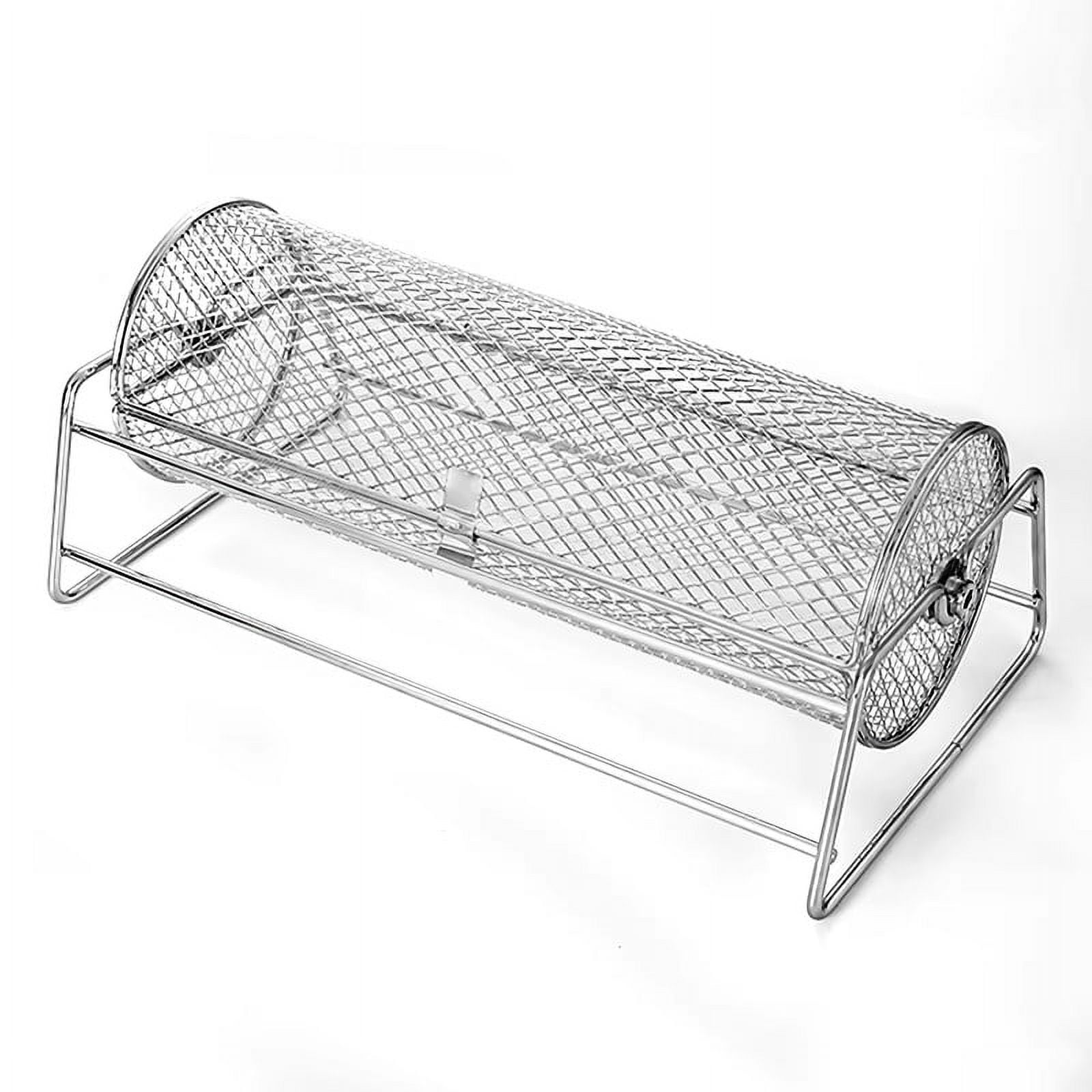 Stainless Steel Rolling BBQ Grill Mesh Basket Grill Rotisserie Basket ...