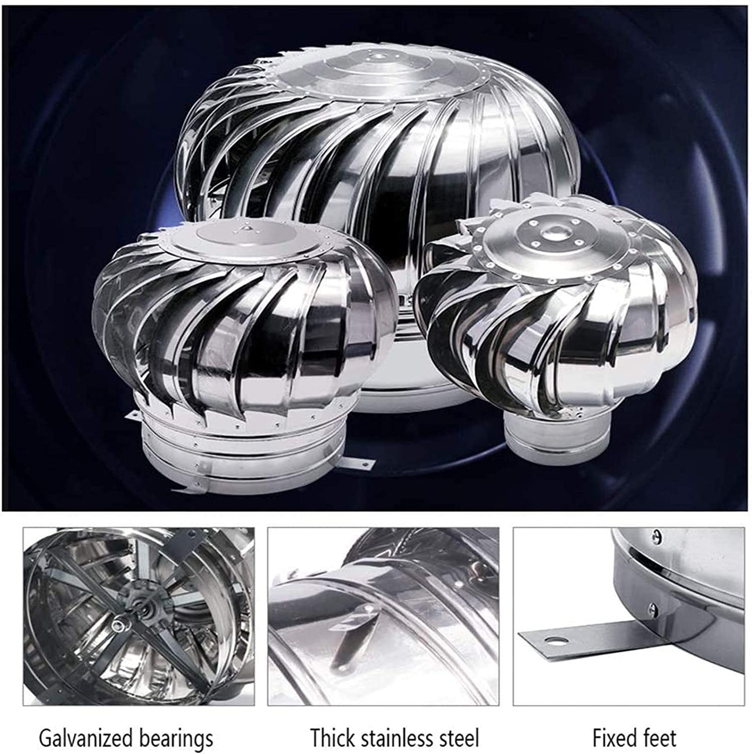 Stainless Steel Roof Ventilator Wind Turbines Air Vents Attic ...