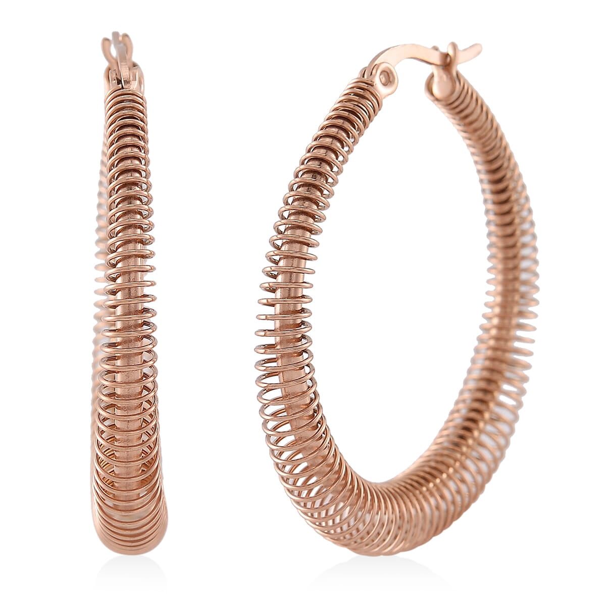 Stainless Steel Rose Gold ION Plated Hoops Hoop Earrings for Women ...