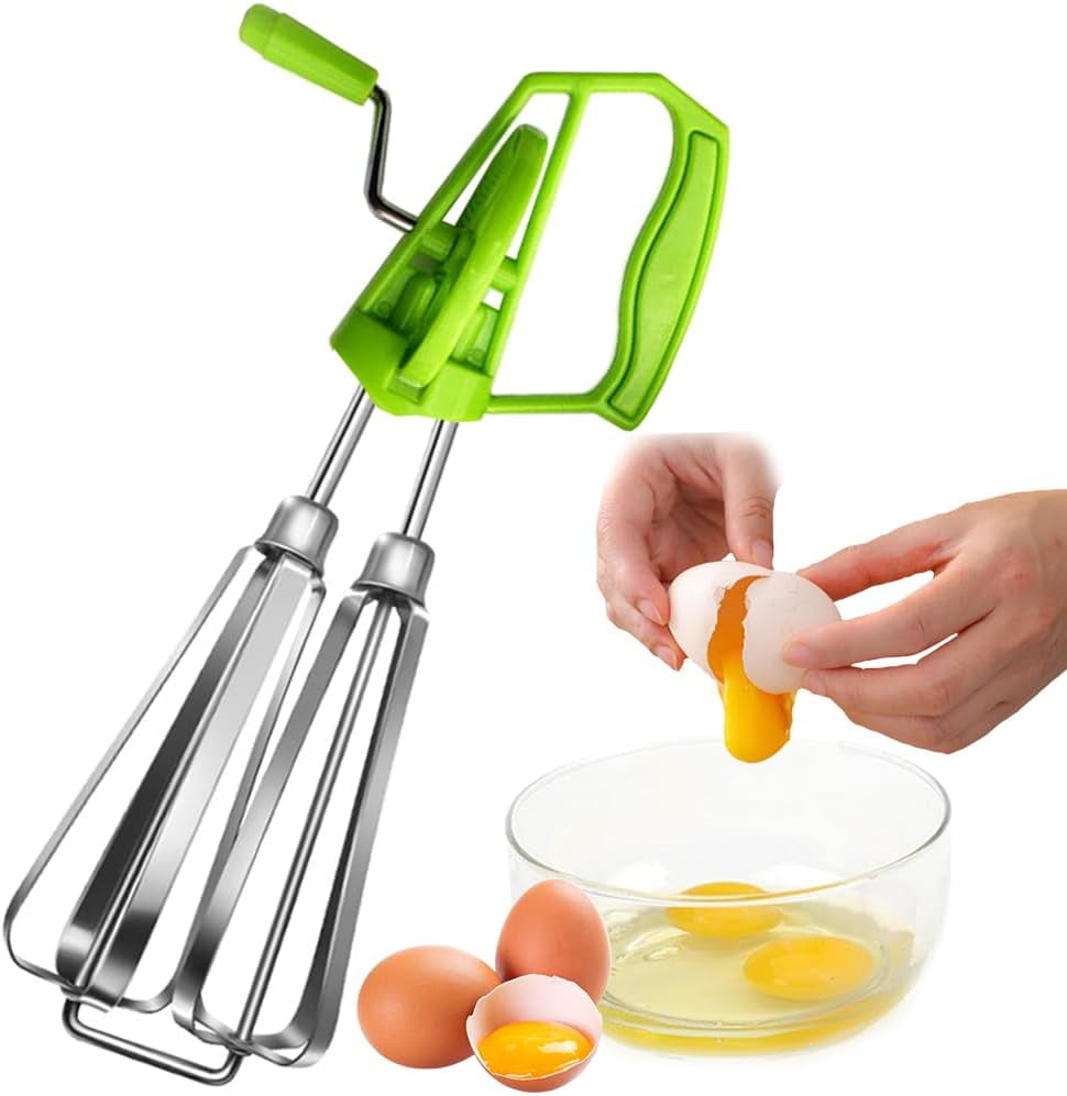 Stainless Steel Rotary Egg Beater, Classic Hand Crank Style Egg Mixer, Manual Hand Whisk ...