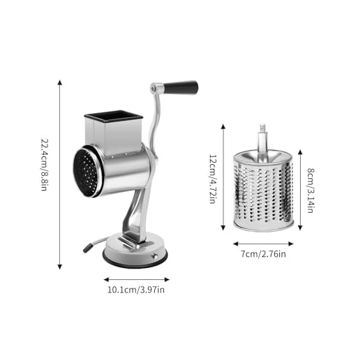 Stainless Steel Rotary Grater with Handle, Rotary Handheld Grater with ...