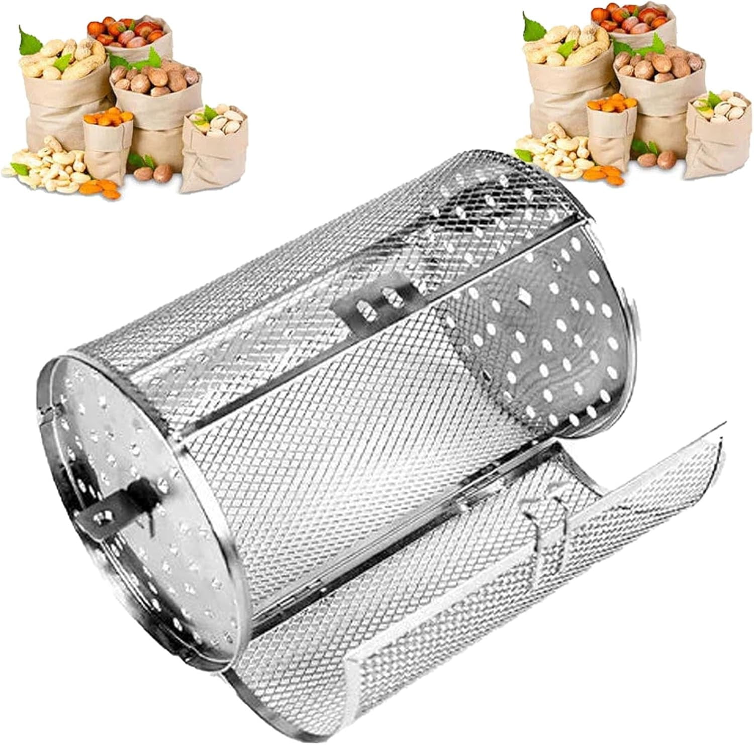 Stainless Steel Rotating Grill Basket, Chicken Wing Basket Automatic ...