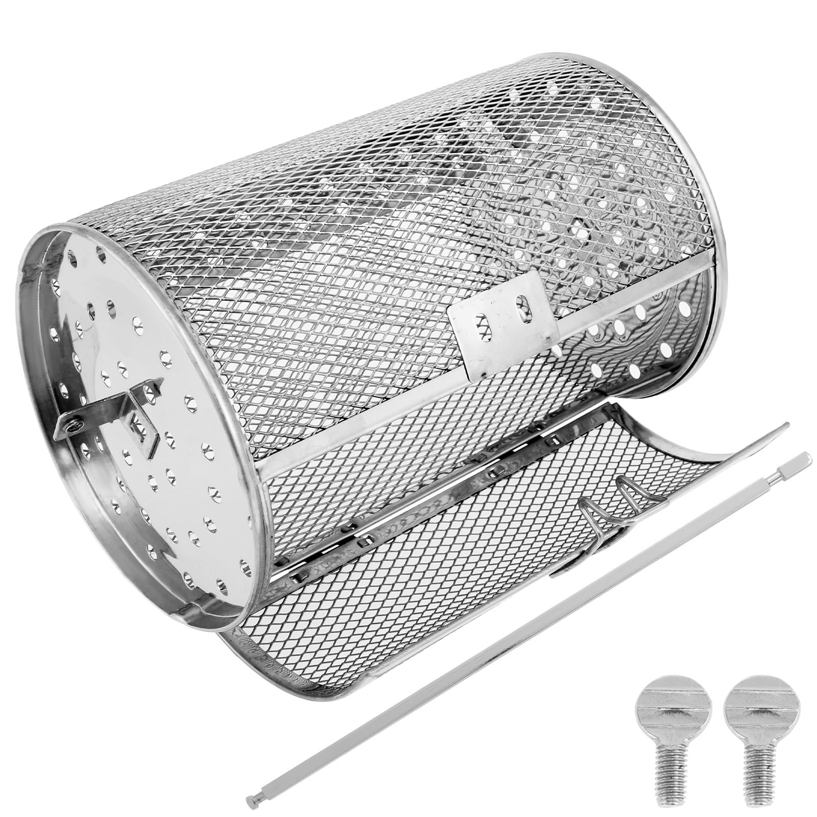 Stainless Steel Rotating Grill Basket for Vegetable Fries Fish Shrimp ...
