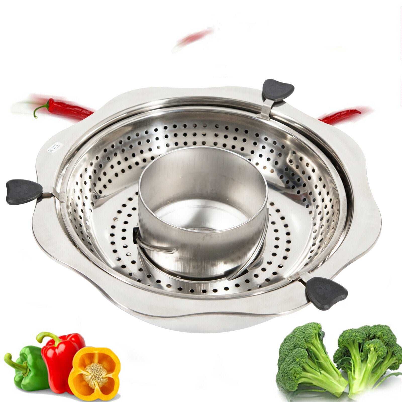 Stainless Steel Rotating Hot Pot Steamboat Double-layer Detachable ...