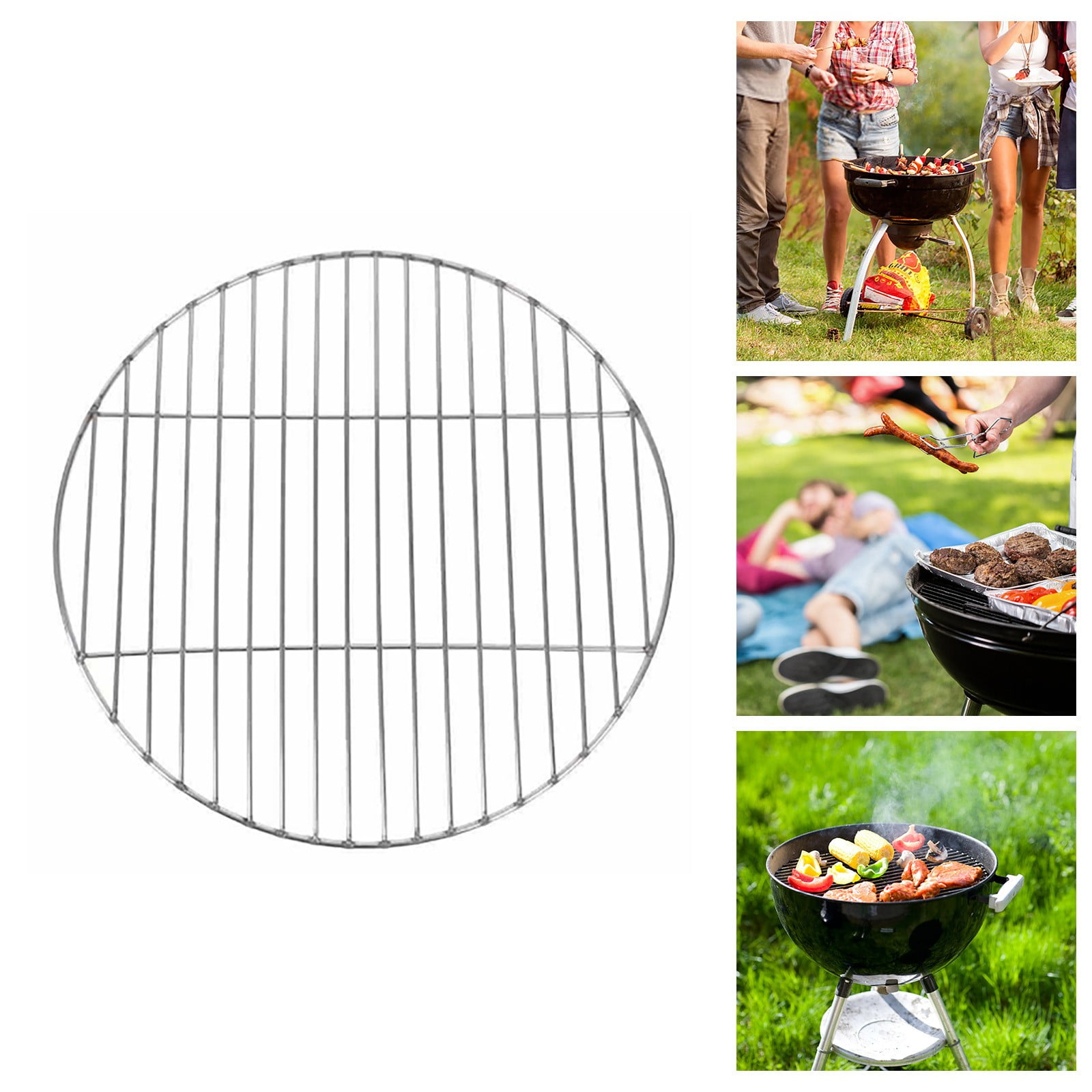 Stainless Steel Round BBQ Grill Grate - Heavy Duty Campfire Cooking ...