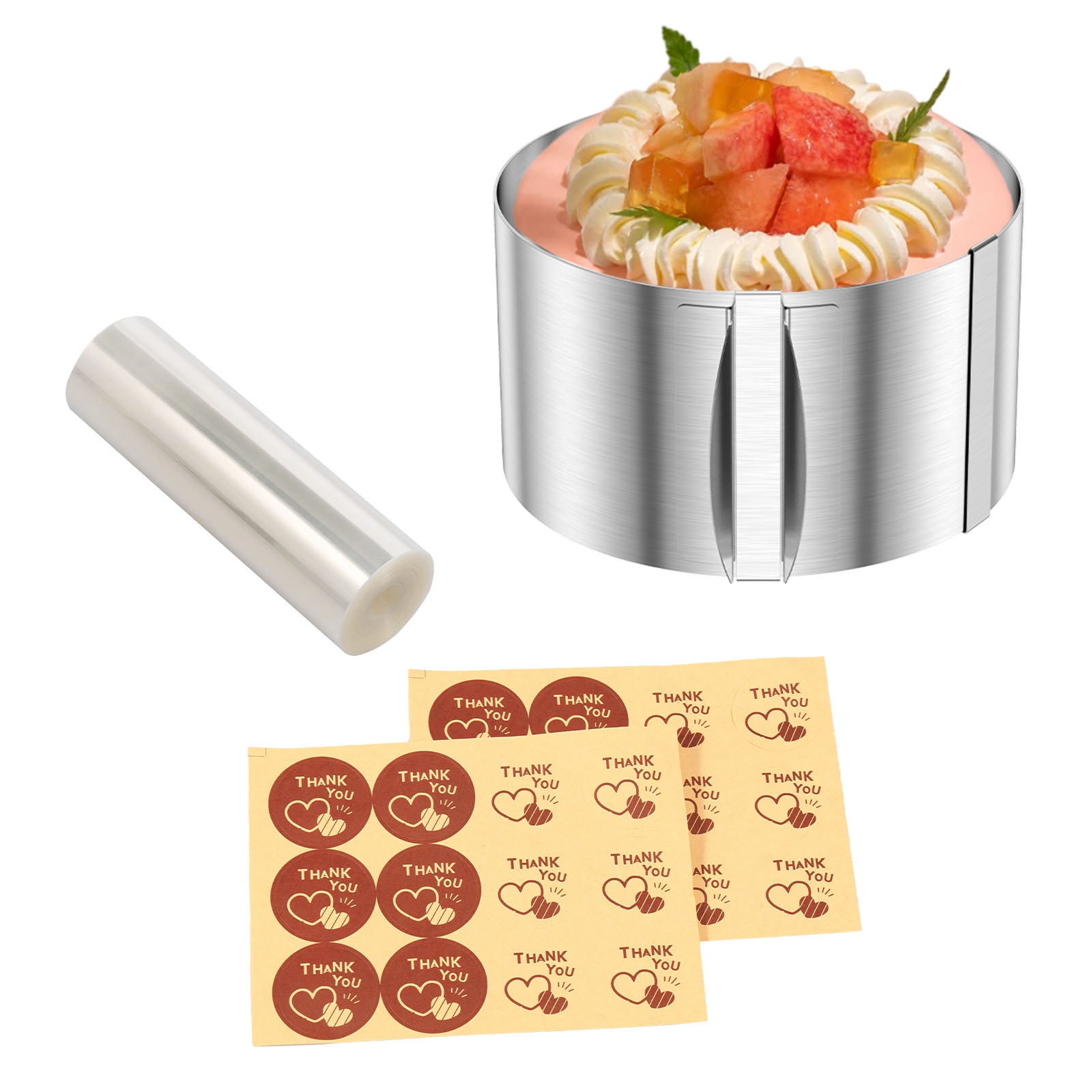 Stainless Steel Round Cake Ring Smooth Surface Adjustable Cake Mold ...