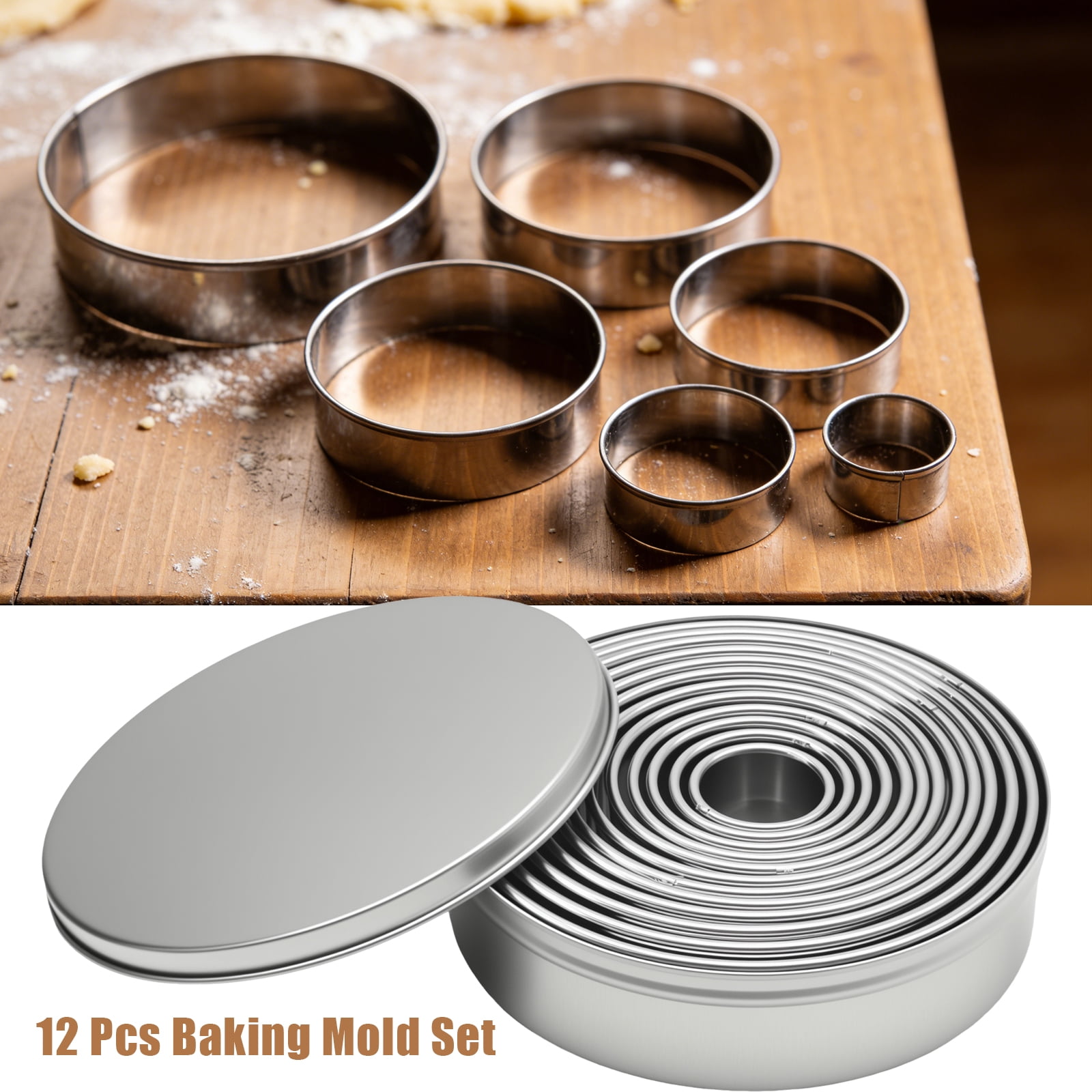 Stainless Steel Round Pastry Cutters, 12 Pcs Baking Mold Set, for ...