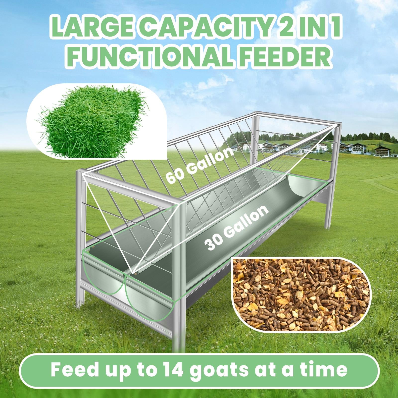 Stainless Steel Rubber Livestock Feeder, Multifunction Ranch Trough ...