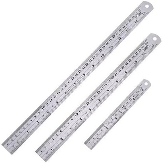 Stainless Steel Ruler Metal Ruler with Conversion Table, 15 Inch, 12 ...