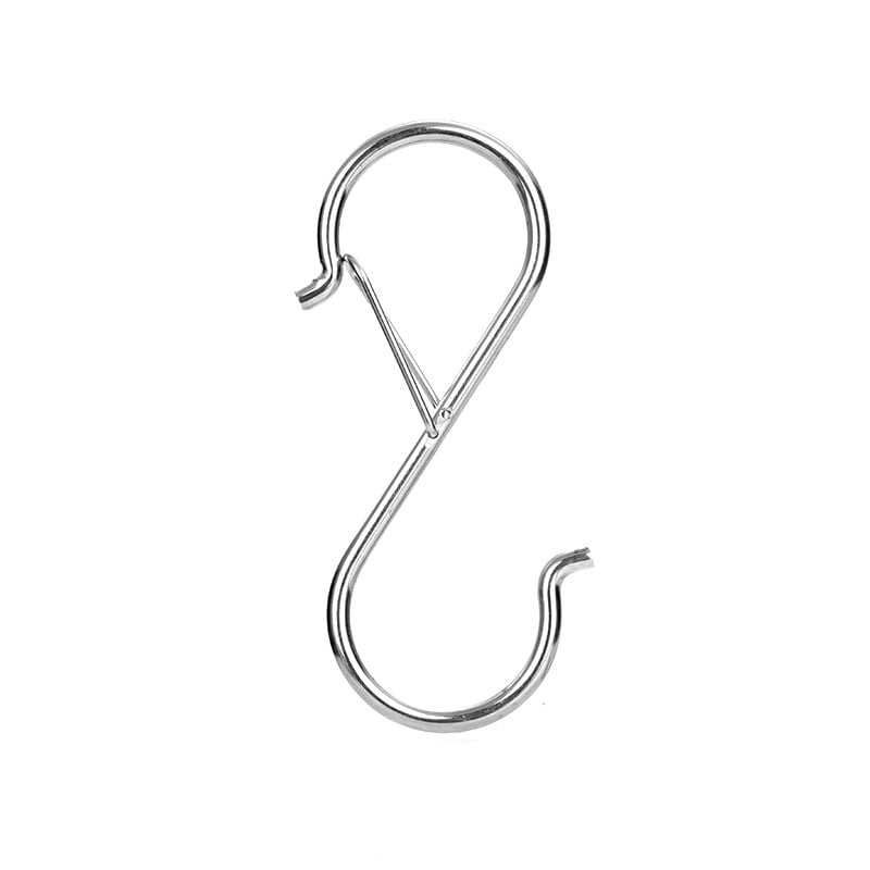 Stainless Steel S-Hook with Safety Buckle, Anti-Fall Clip-On Hooks for ...