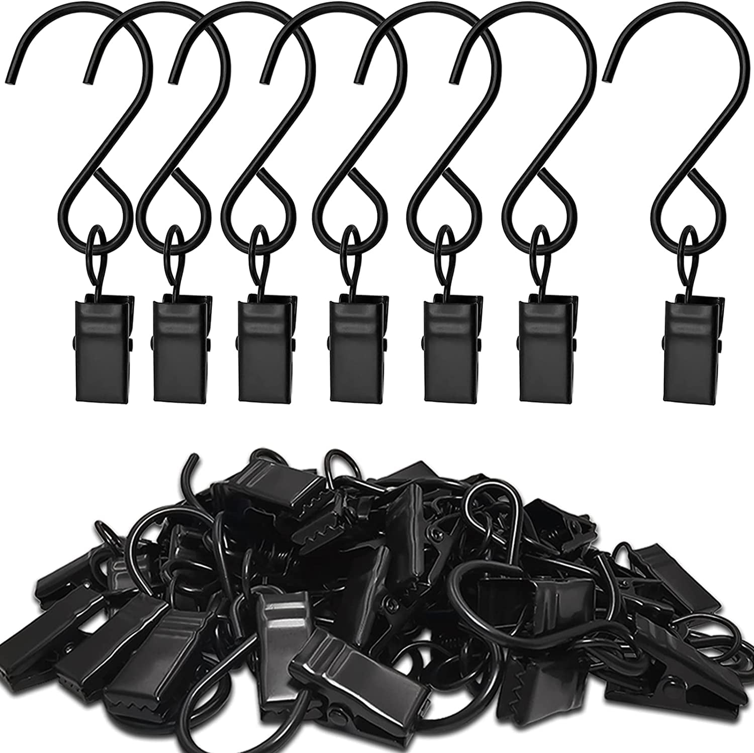 Stainless Steel S Hooks Curtain Clips, 50 Pack Hanging Party Lights ...