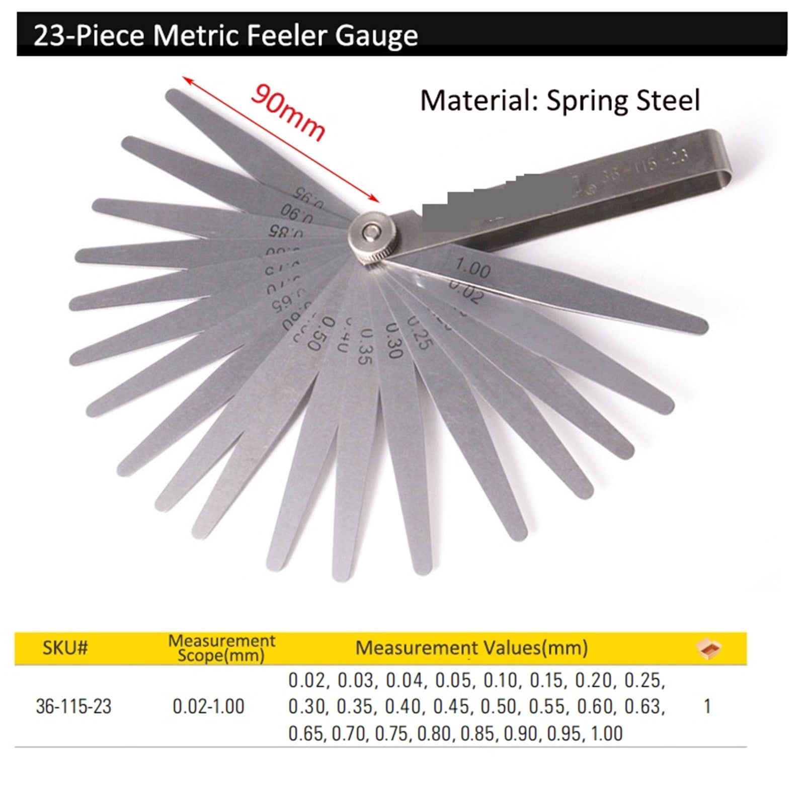Stainless Steel SAE Metric Thickness Feeler Gauge Gap Measurement Mm ...