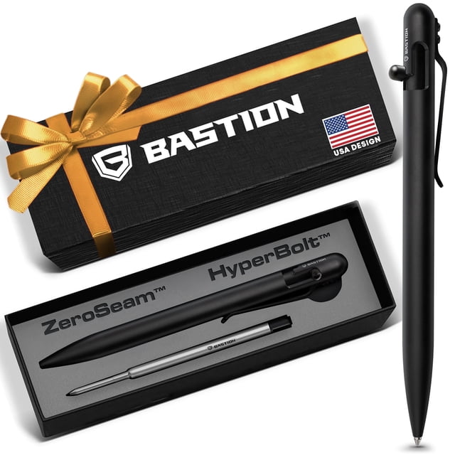 Bastion Stainless Steel Slim Bolt Action Pen, Jet Black, Ballpoint ...